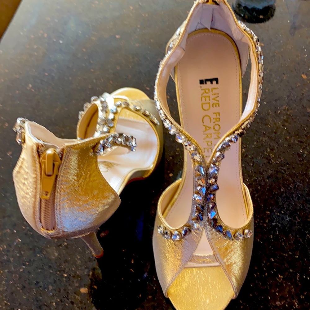 Beautiful Gold Evening Shoes Worn One Time On - Gem